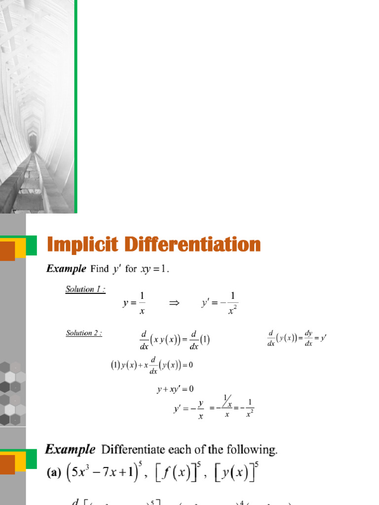 Implicit Differentiation | PDF