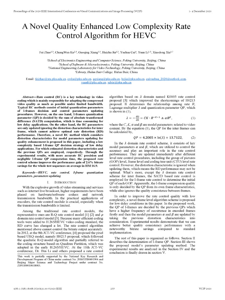 Enhanced Low Complexity Rate Control for HEVC | PDF | Data Compression | Bit Rate