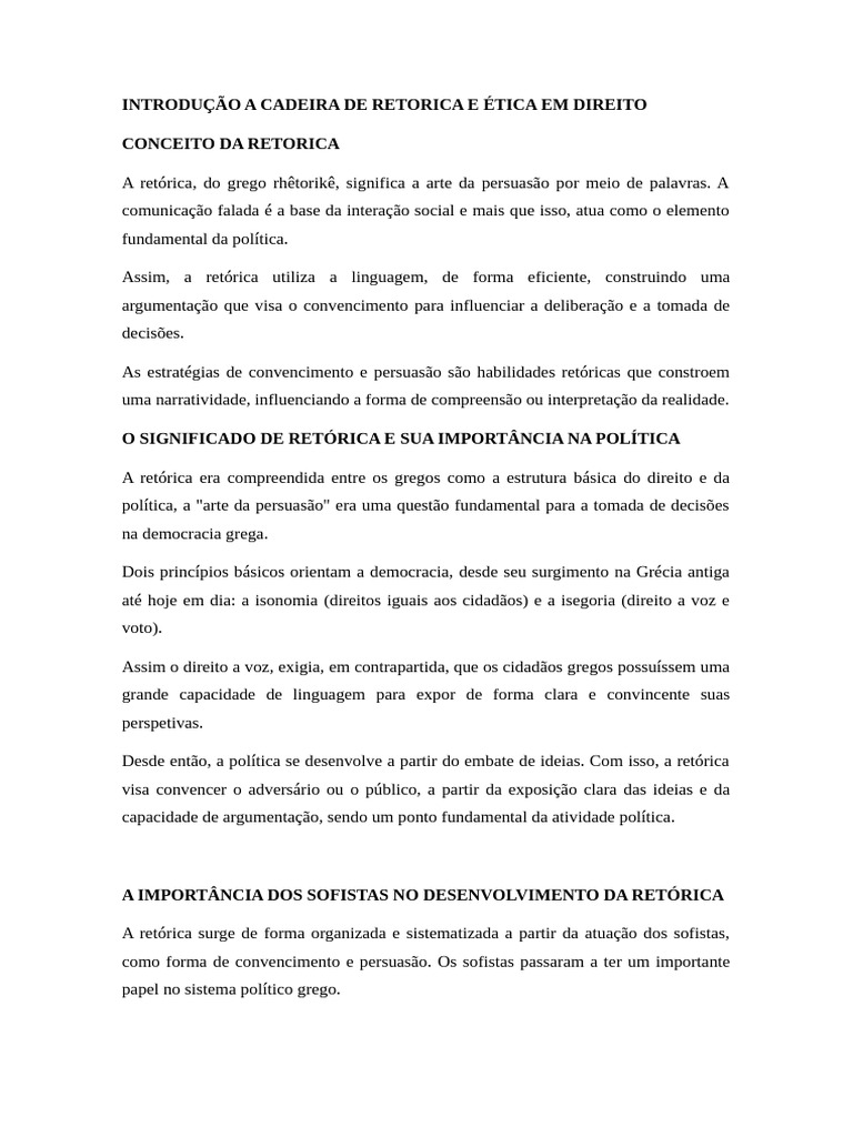 Retórica e Ética no Direito: Fundamentos | PDF | Retórica | Moralidade