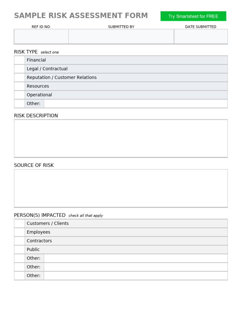 SAMPLE RISK ASSESSMENT FORM | PDF | Risk | Probability