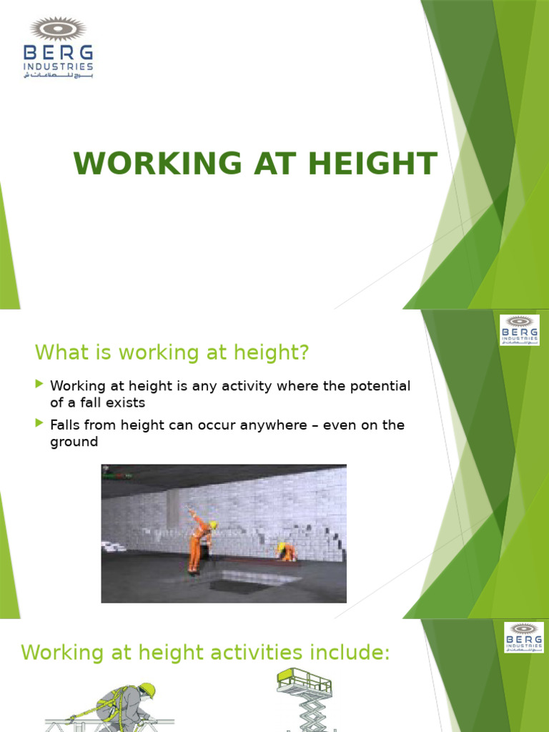 WORKING AT HEIGHT | PDF | Scaffolding | Risk