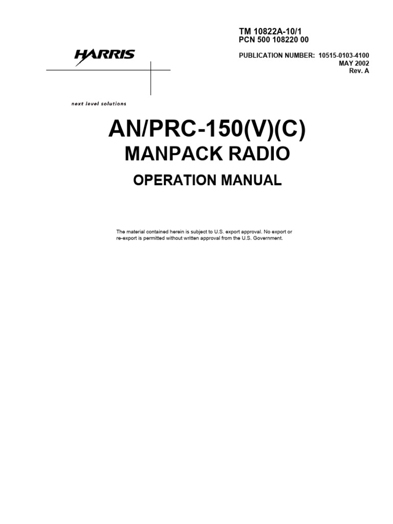 TM 10822a-101 Prc-150 Tech Manual Usmc May 2002 Rev A | PDF