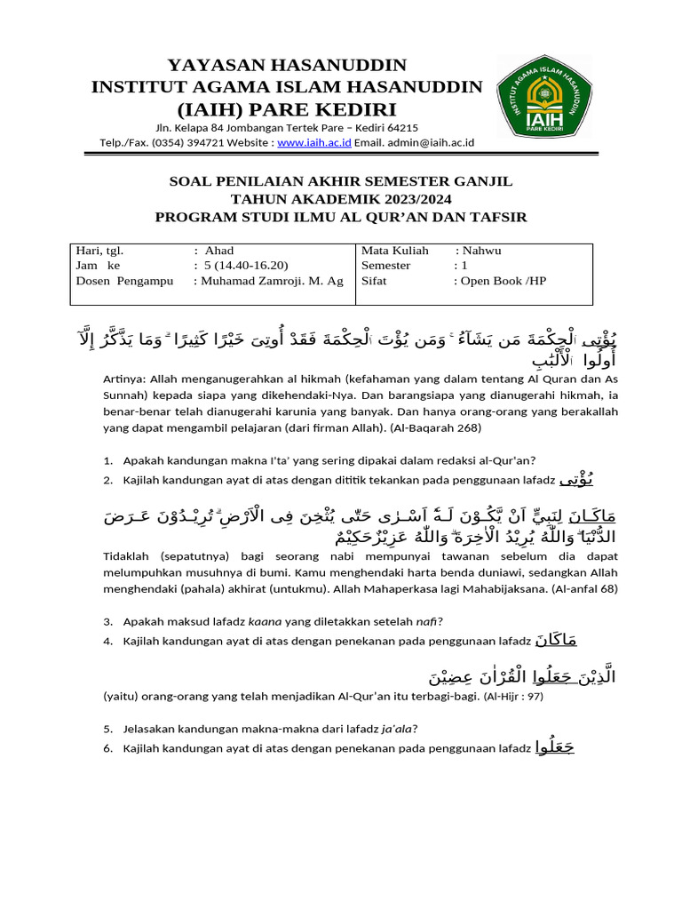 UAS - MZAMROJI-SMT 1-3-5 | PDF