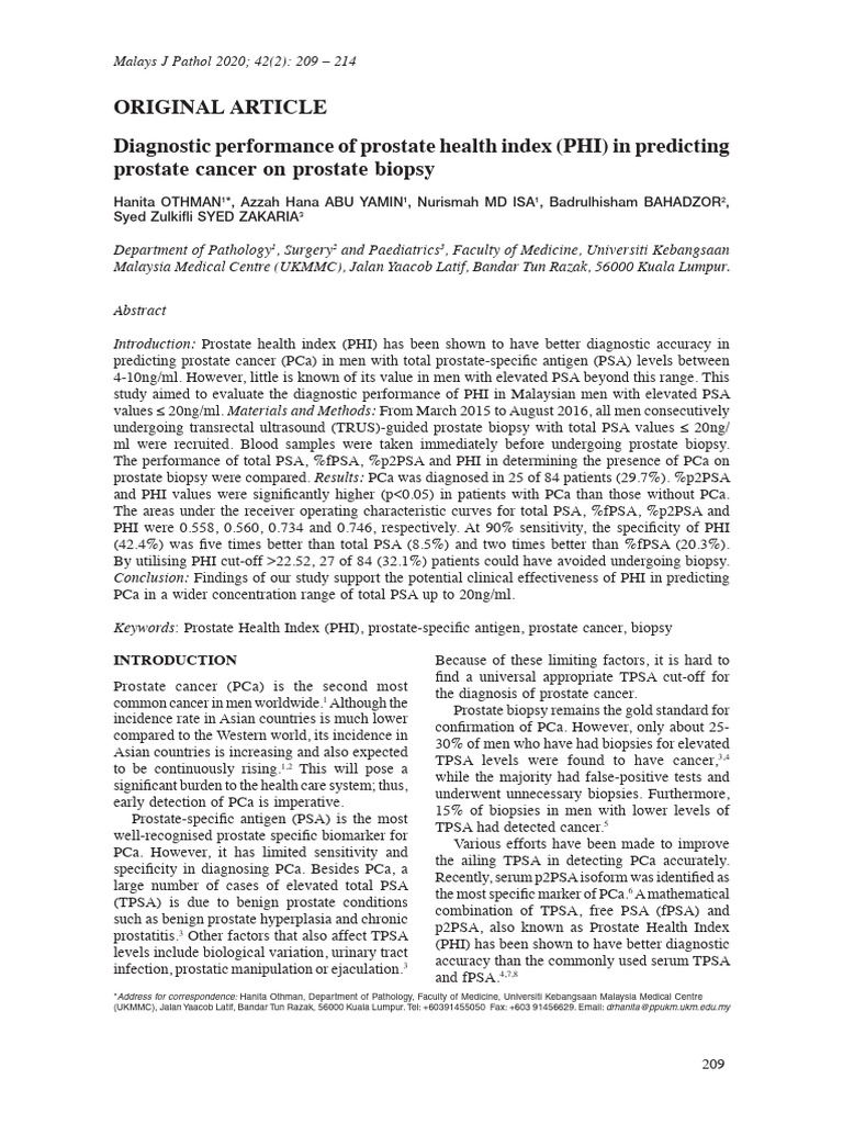 OTHMAN 2020prostate-Health-Index | PDF | Prostate Specific Antigen ...