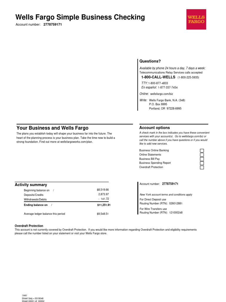 Tito Tech Bank Statment Wells 2024 | PDF | Overdraft | Financial Services