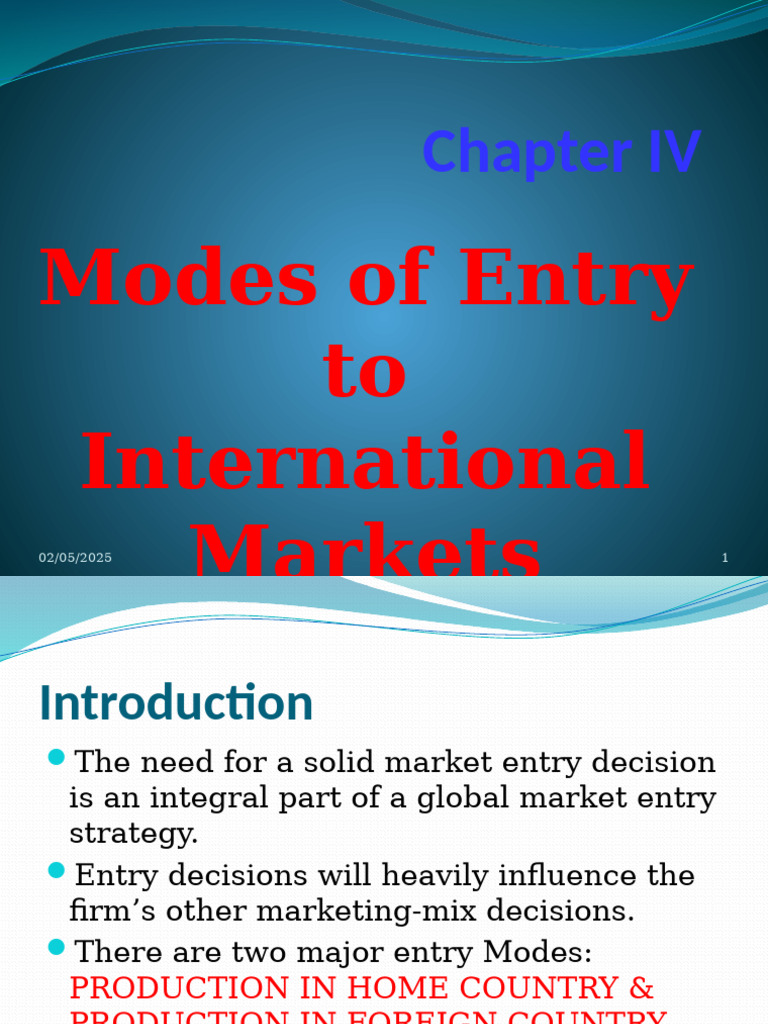 Chapter 4 Modes of Entry To International Markets | PDF | Mergers And Acquisitions | License