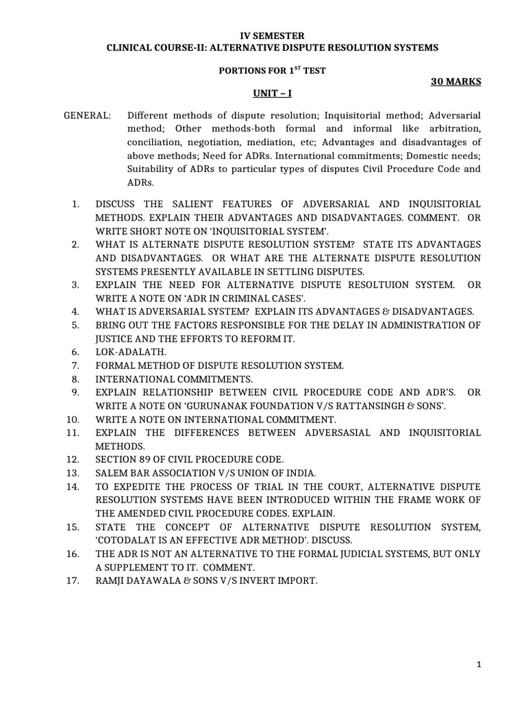 Overview of Alternative Dispute Resolution | PDF | Alternative Dispute ...