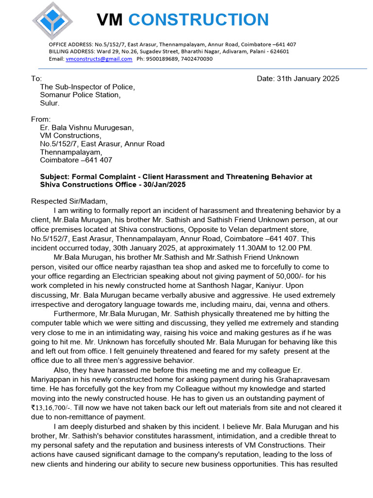 Complaint of Harassment by Client | PDF | Problem Behavior | Aggression
