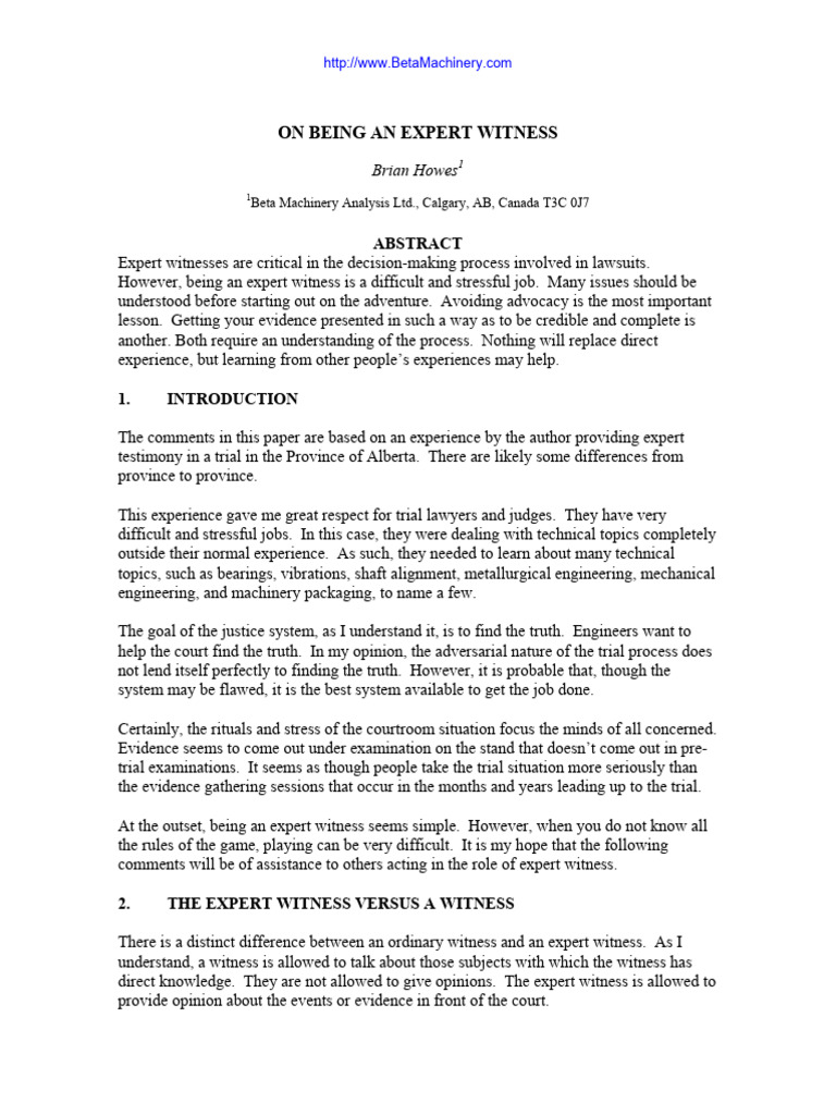 On Being An Expert Witness | PDF | Witness | Expert Witness