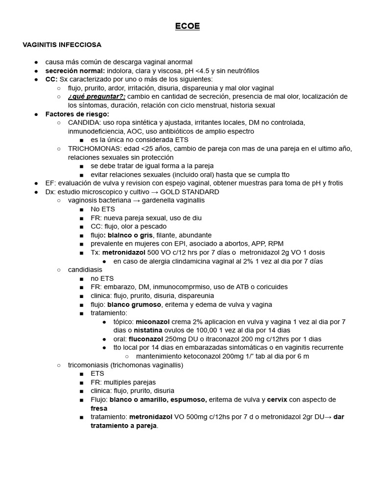 Resumen Ecoe | PDF | Diarrea | Dolor lumbar
