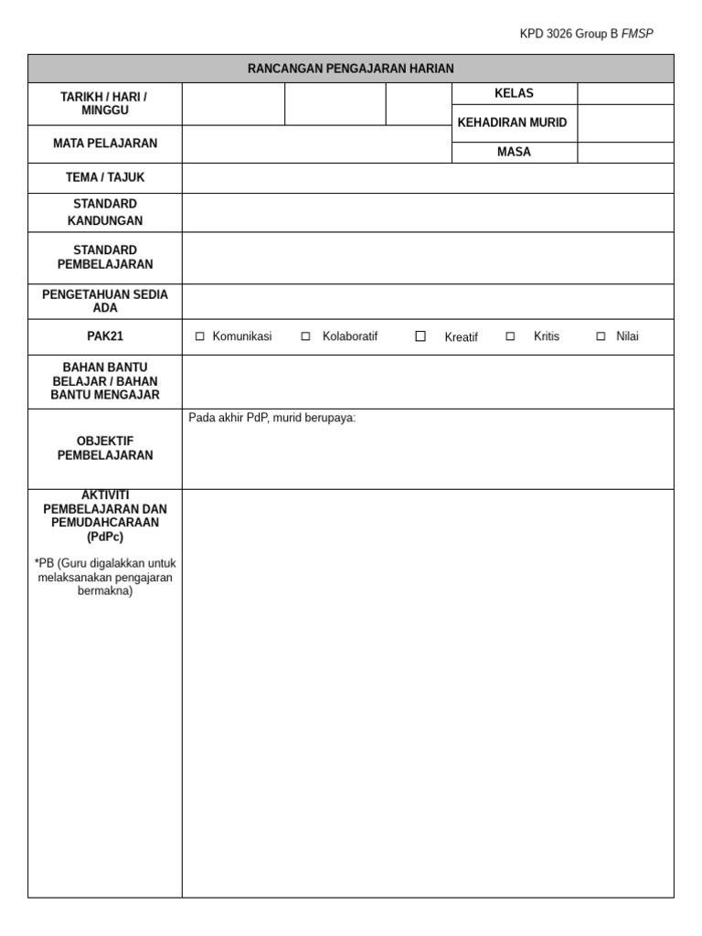 e-RPH Templet Kosong | PDF