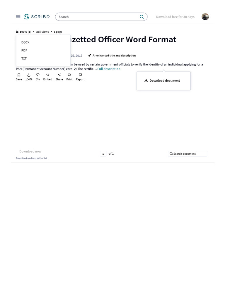 Annexure a Gazetted Officer Word Format _ PDF | PDF
