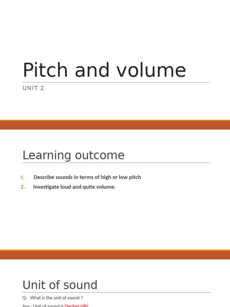 Sound: Pitch and Volume Basics | PDF
