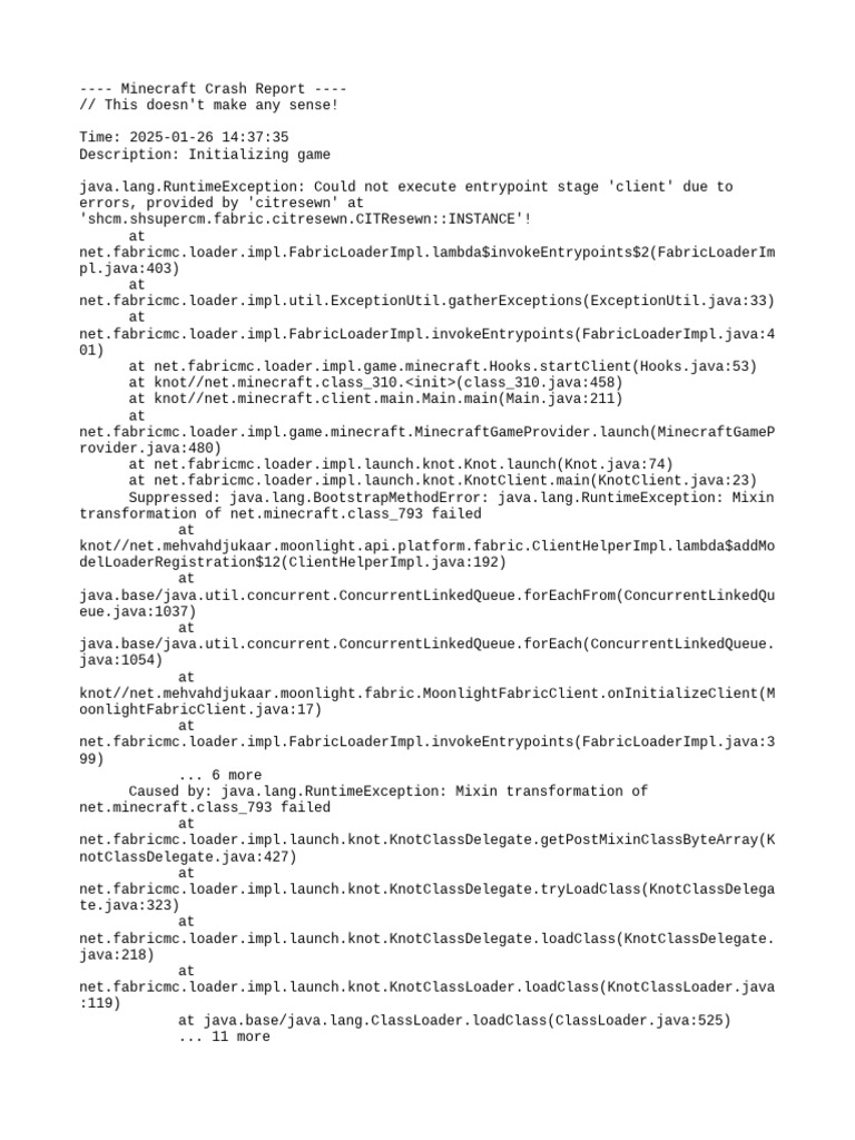 Minecraft CITResewn Crash Report | PDF | Microsoft Windows | Computing