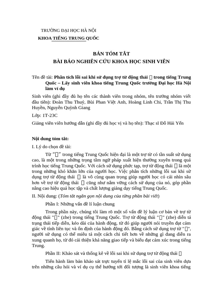 Tóm tắt NCKH | PDF