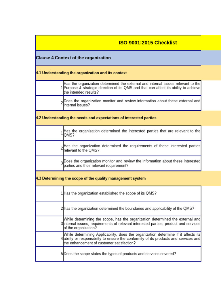 ISO 9001 - Check List | PDF | Quality Management System | Audit