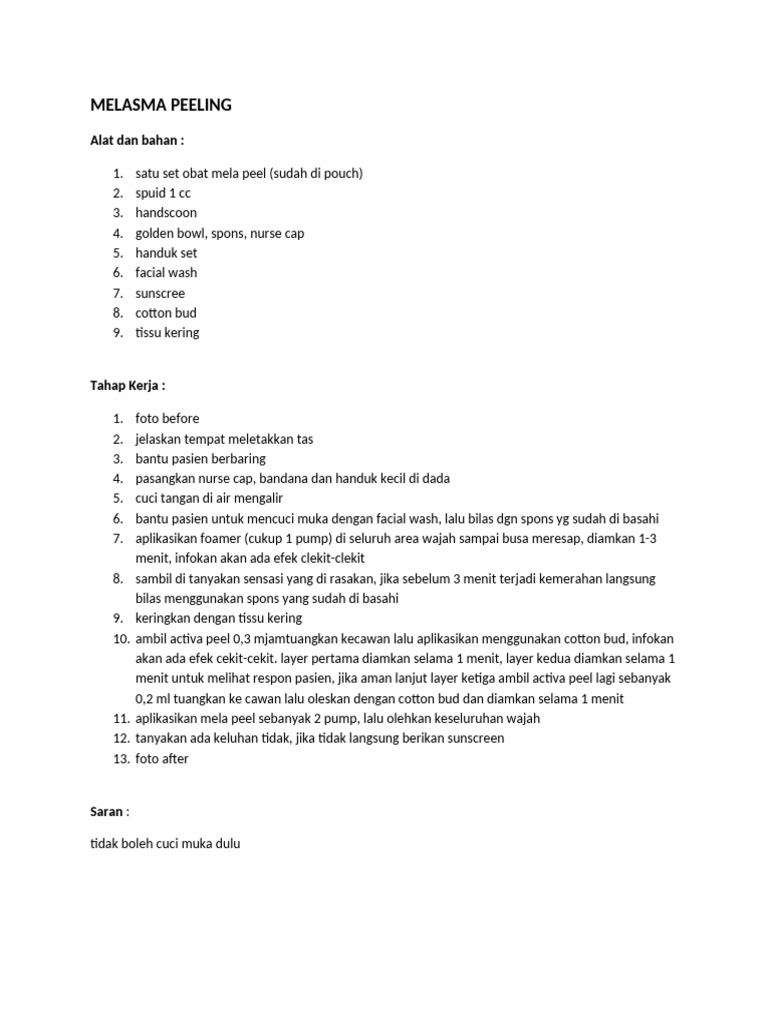 Panduan Melasma Peeling | PDF