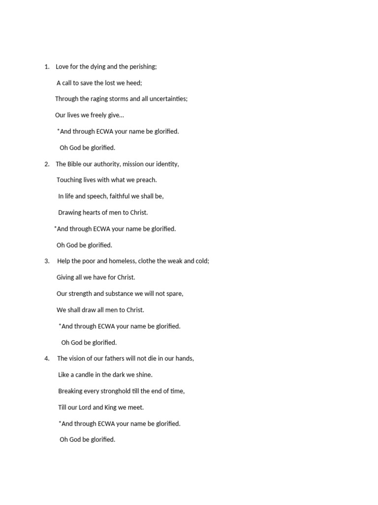 Ecwa Anthem English | PDF