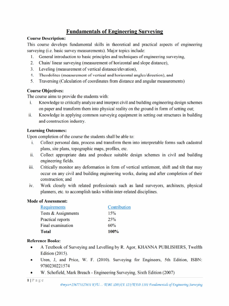 01 General Introduction to Fundamentals of Engineering Surveying | PDF