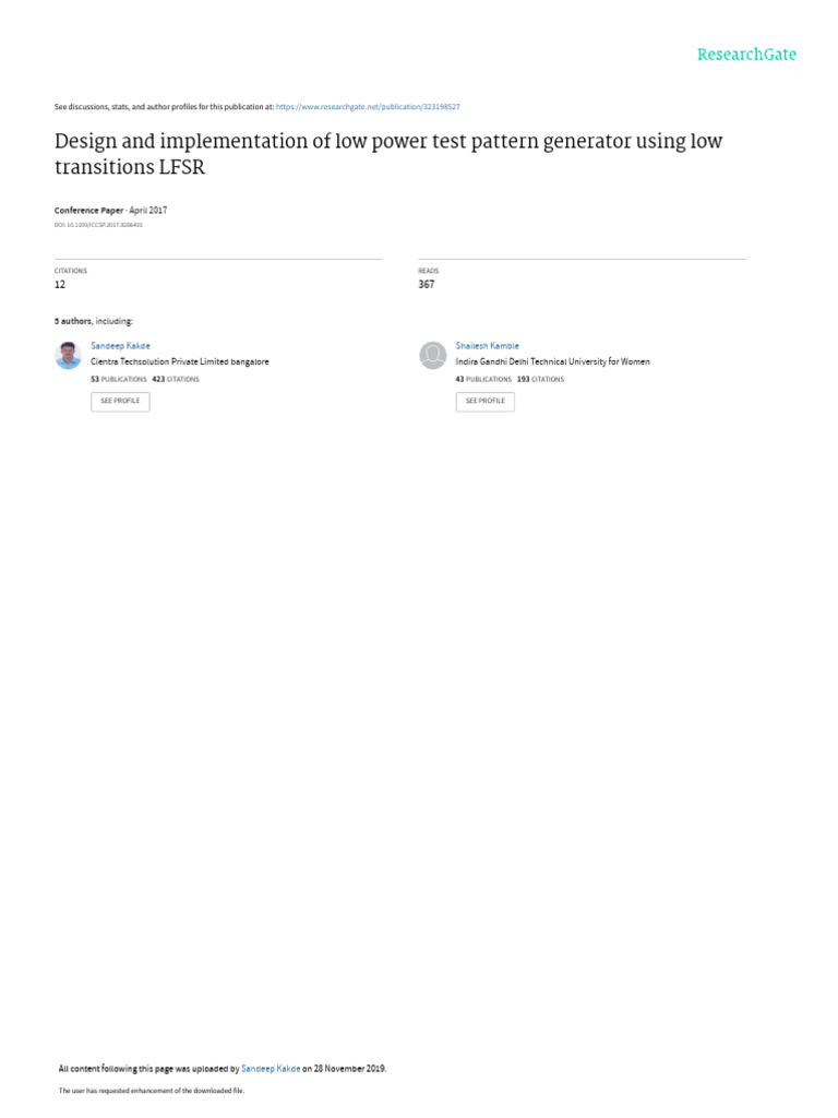 Design and Implementation of Low Power Test Pattern Generator Using Low ...