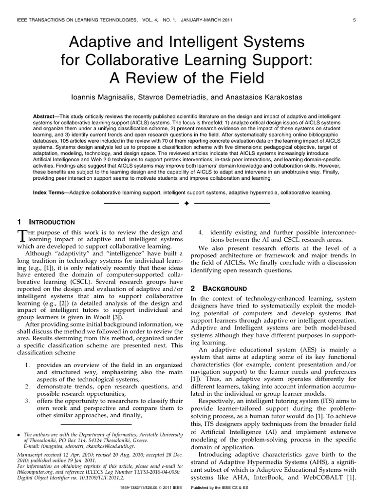 AI-enabled adaptive learning systems- A systematic mapping of the literature | PDF | Learning ...