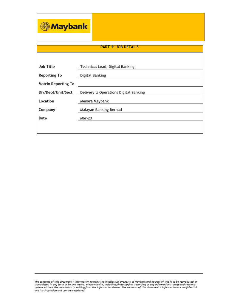 Java Technical Lead - Job Description - Maybank | PDF | Specification (Technical Standard ...