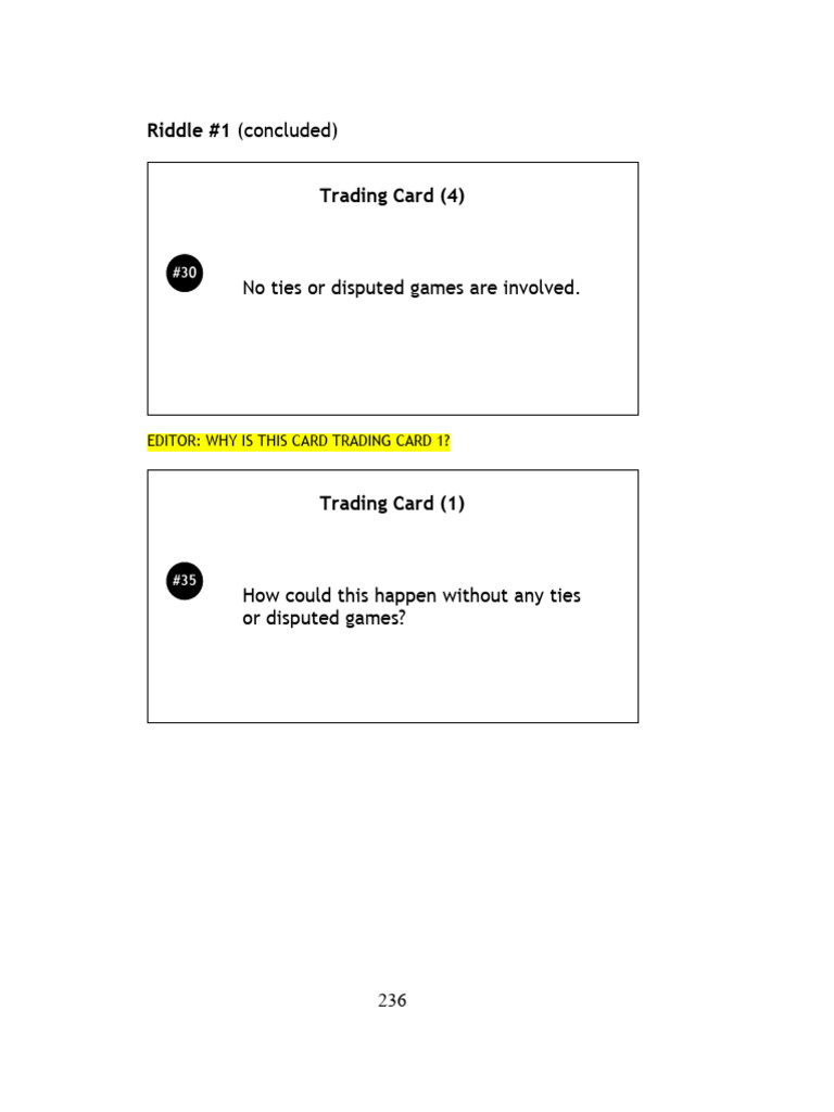 Trading Card Riddle Solutions | PDF