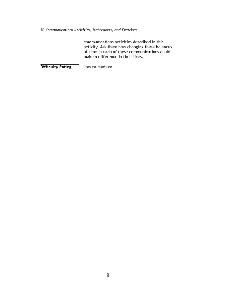 50 Communications Activities, Icebreakers, and Exercises (PDFDrive) Extract | PDF