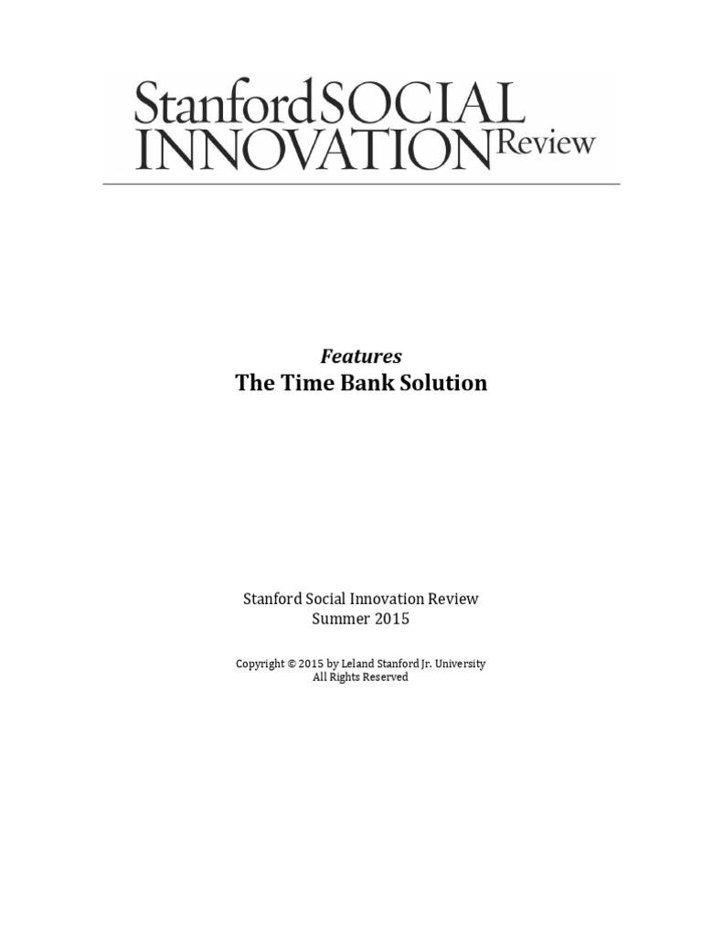 The Time Bank Solution by Cahn | PDF | Juvenile Court | Money