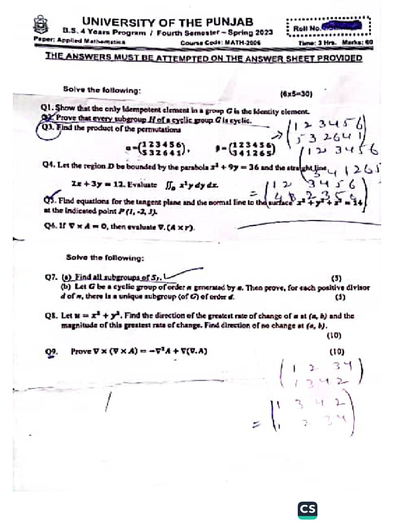 Applied Math solved pp(spring-2023)-1 | PDF