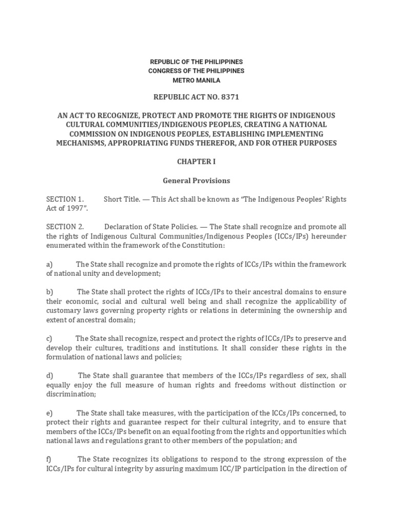 The Indigenous Peoples Rights Act of 1997 | PDF | Justice | Crime ...