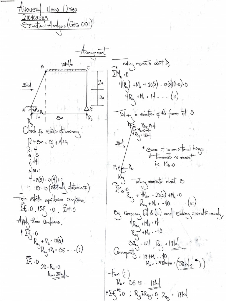 Structural Analysis Assignment 1. 2 | PDF