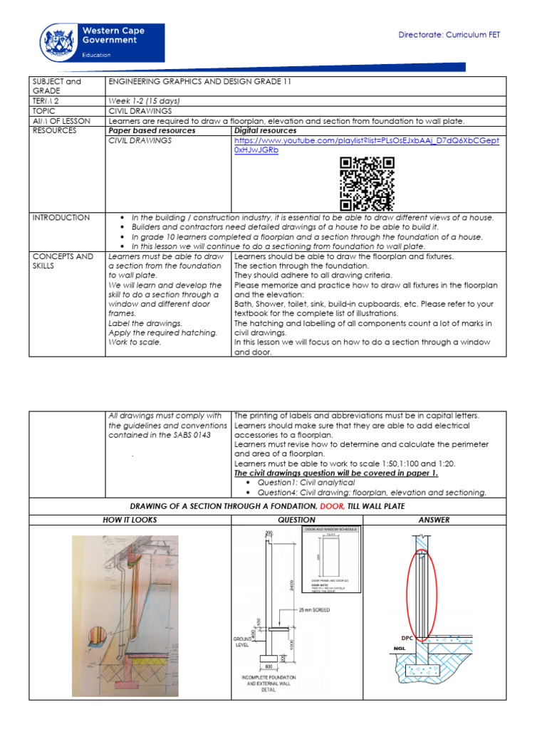 EGD Drawings Grade 11 Term 2 Week 1 and 2 - 2020 | PDF | Drawing | Door