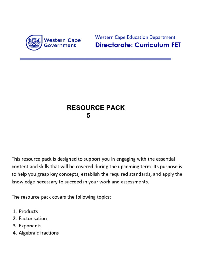 Grade 10 Technical Math Resource 2025 | PDF | Factorization ...