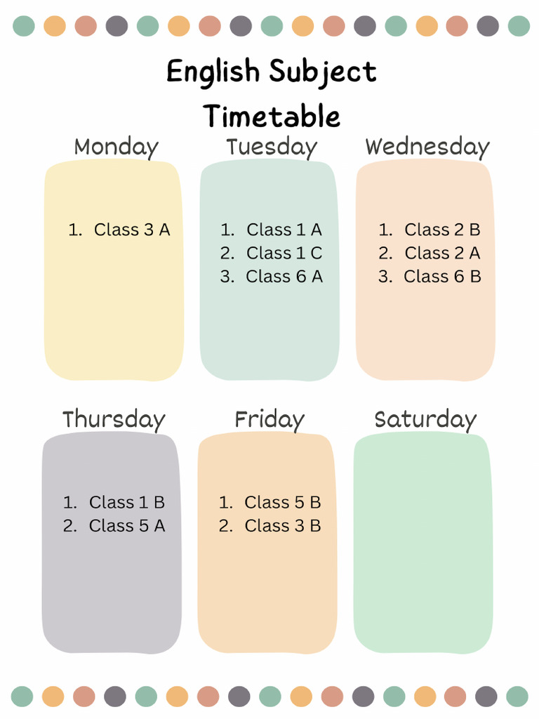 Green and Orange Creative Class Schedule | PDF