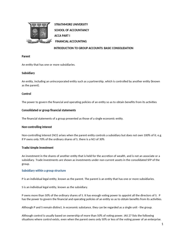 Basic Consolidation Notes | PDF | Goodwill (Accounting) | Balance Sheet