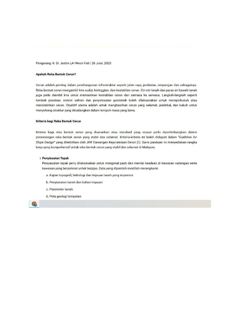 syarat-syarat rekabentuk cerun | PDF