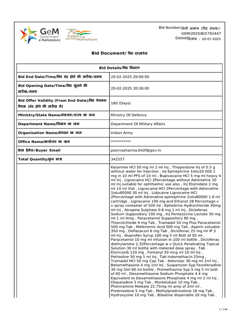 Indian Army Medical Supply Bid | PDF | Pharmacology | Drugs