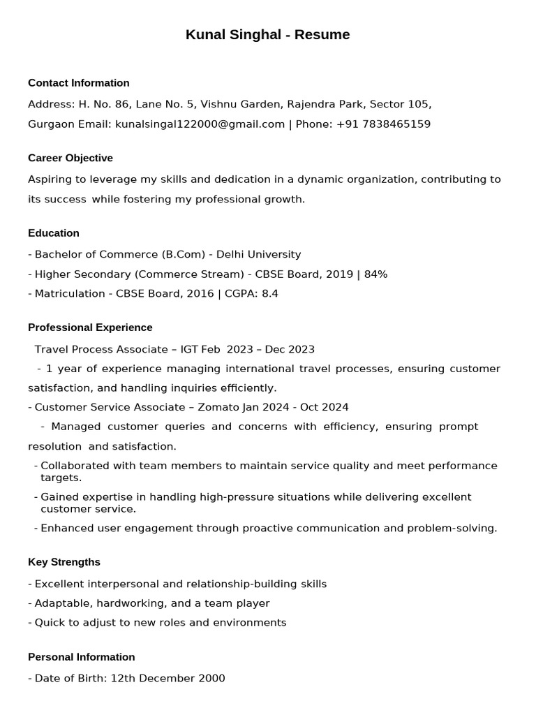 Kunal Singhal - Resume | PDF