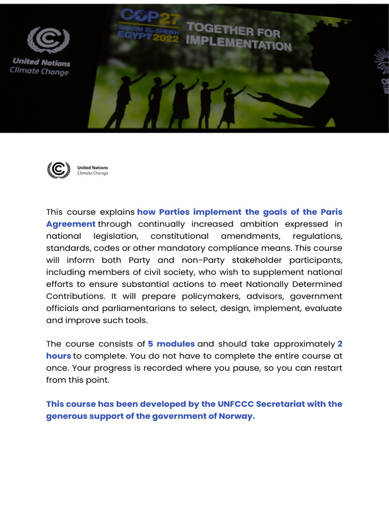 Workbook_The National Implementation of the Paris Agreement | PDF ...
