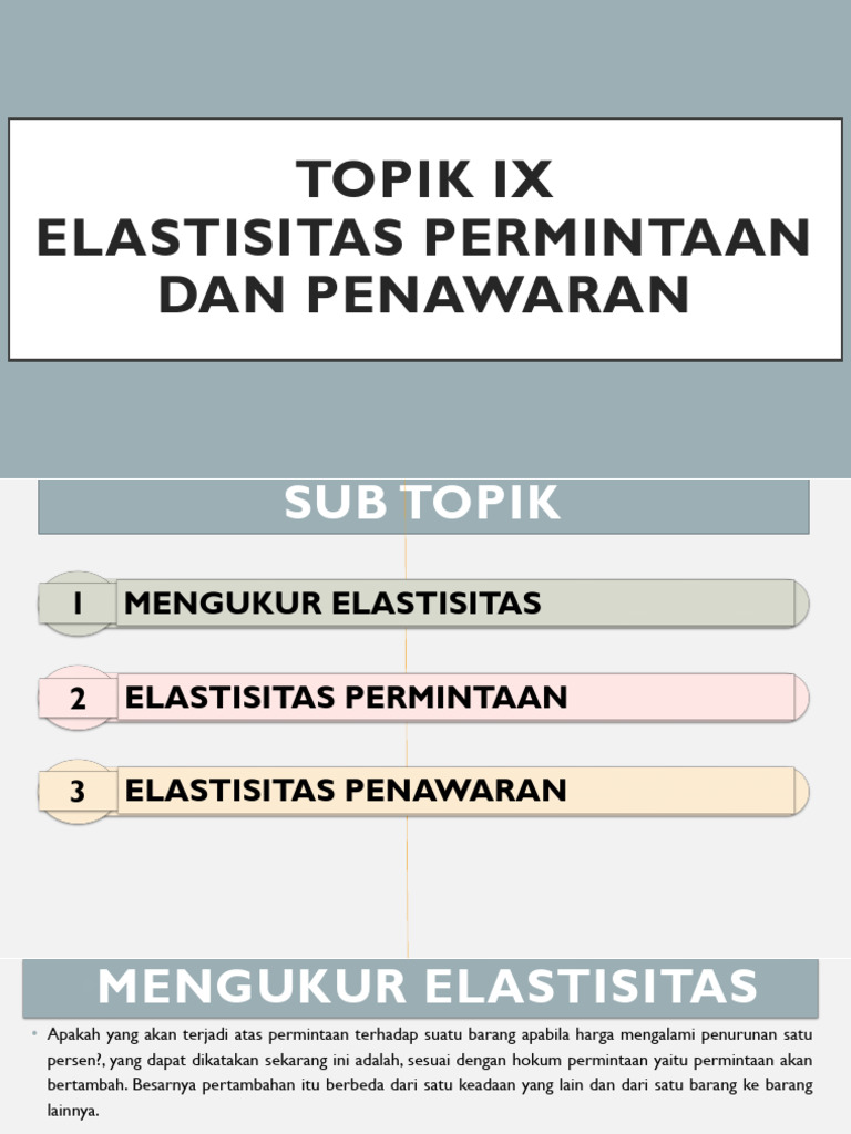 Topik 9 Elastisitas Permintaan Dan Penawaran | PDF