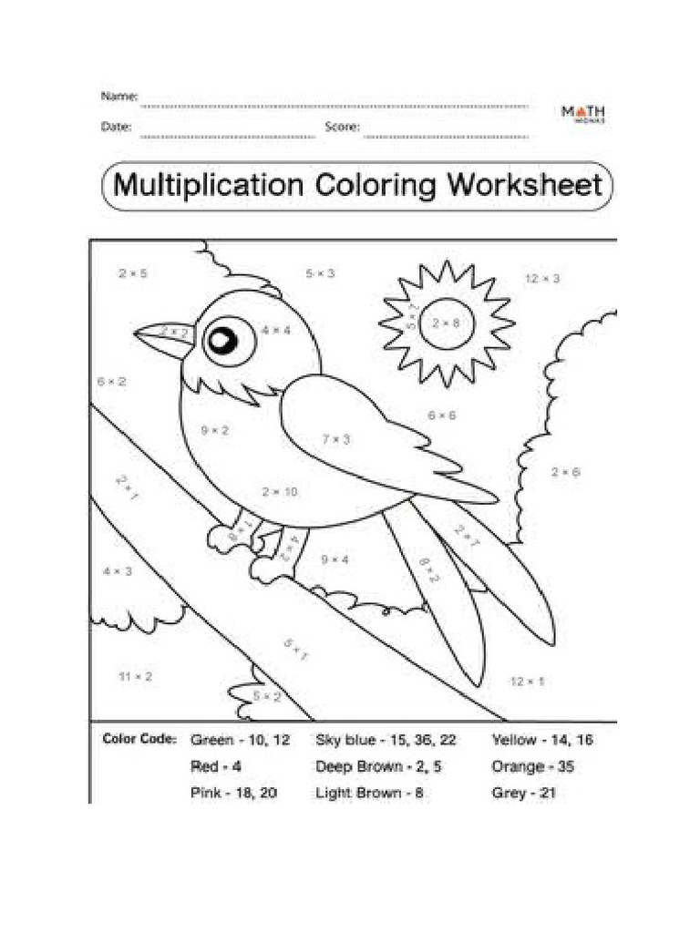 Multiplication of 3 and Coloring Worksheet | PDF