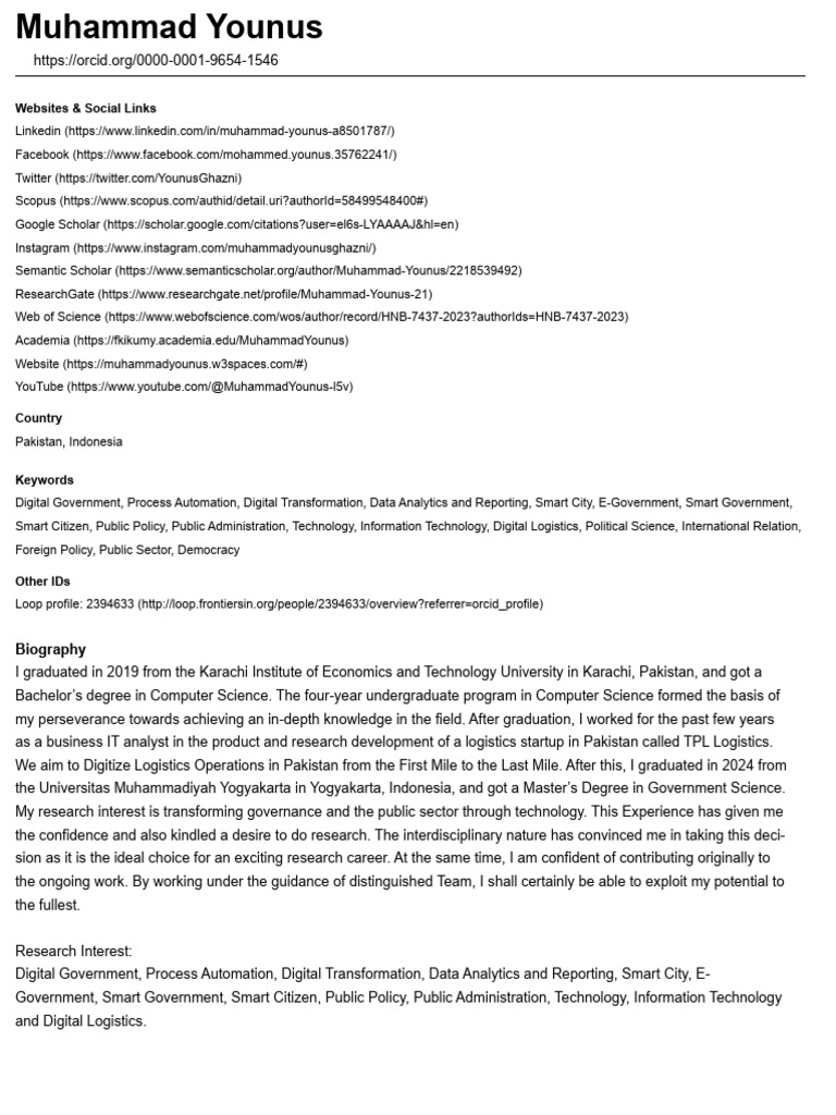 Personal Bio | PDF | Governance | E Government Personal Bio | PDF | Governance | E Government