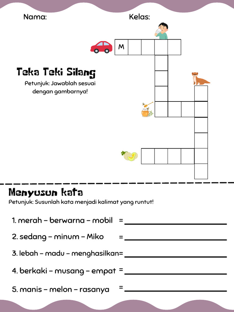 Teka Teki Silang Huruf M | PDF