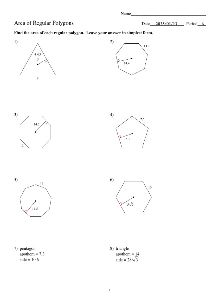 6-Area of Regular Polygons | PDF | Area | Polygon
