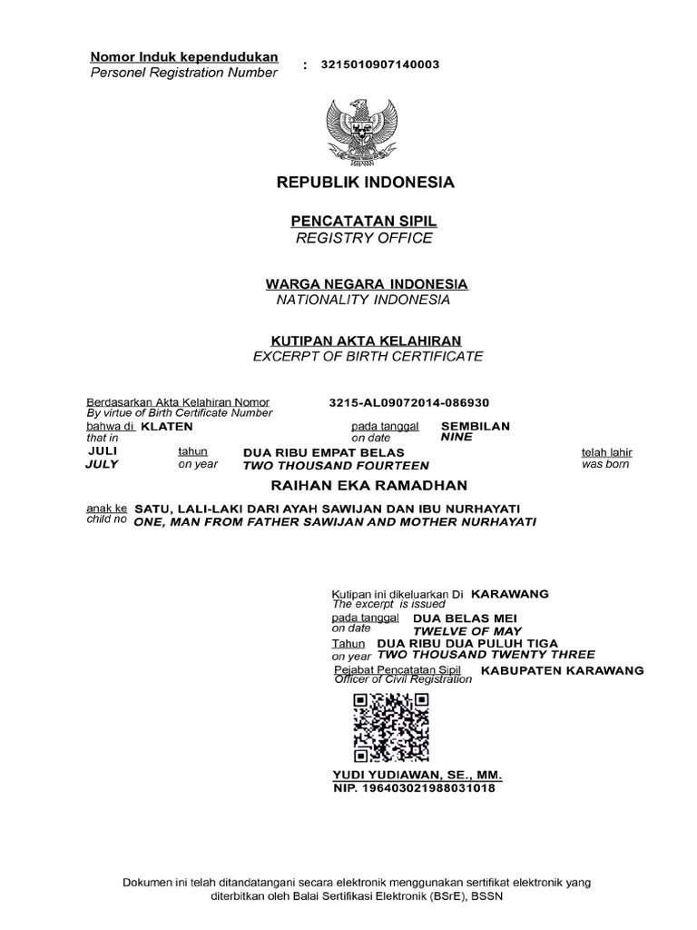 522721402-Akte-Kelahiran-Anak-RAIHAN | PDF