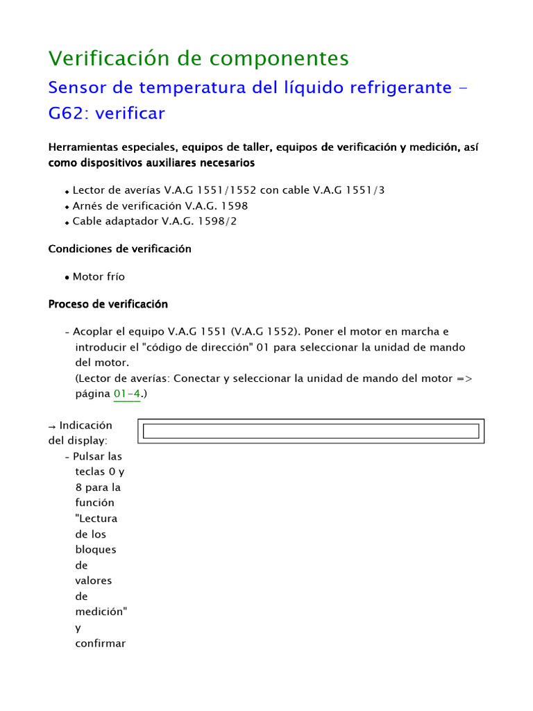Sensor de temperatura del líquido refrigerante -G62 | PDF | Sensor