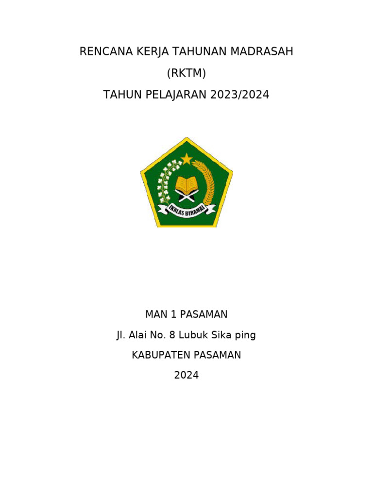 RENCANA KERJA TAHUNAN MADRASAH | PDF