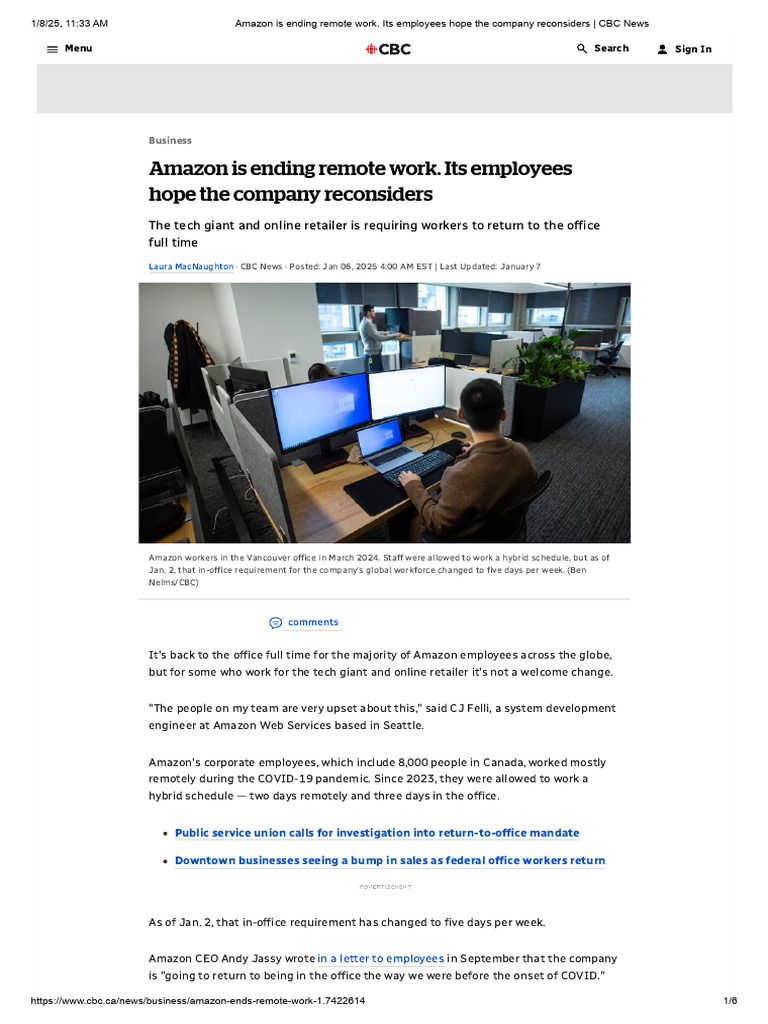 Amazon Is Ending Remote Work | PDF | Employment | Business