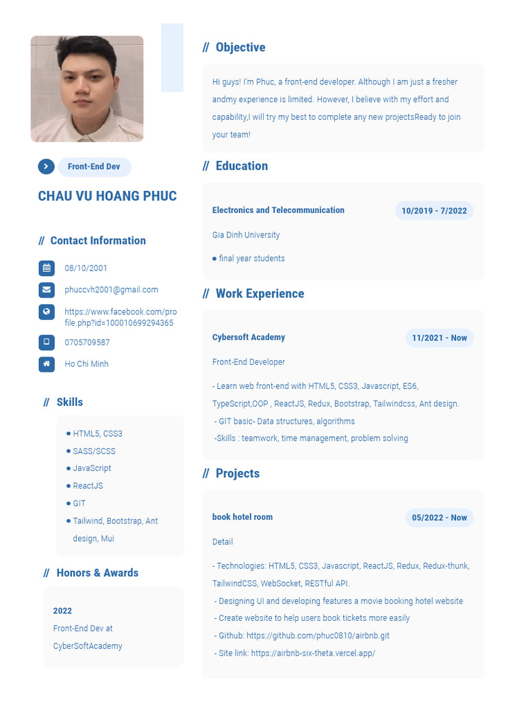 Chau Vu Hoang Phuc CV | PDF | Software Development | Software Engineering